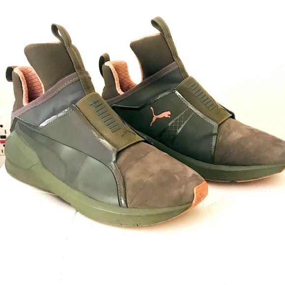 Puma | Shoes | Puma Army Green Slip On High Tops Sneakers | Poshmark